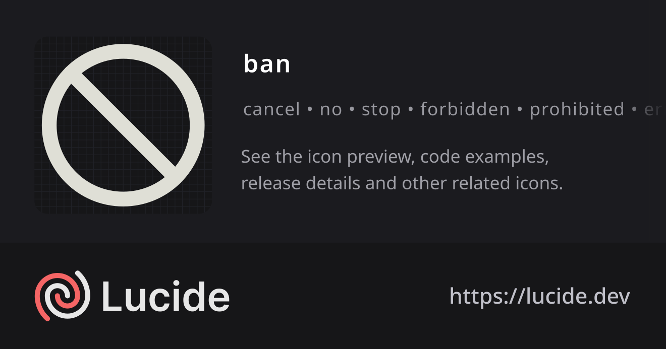 ban icon details – Lucide