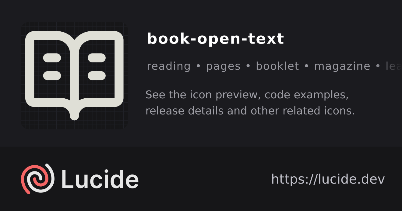 book-open-text icon details – Lucide