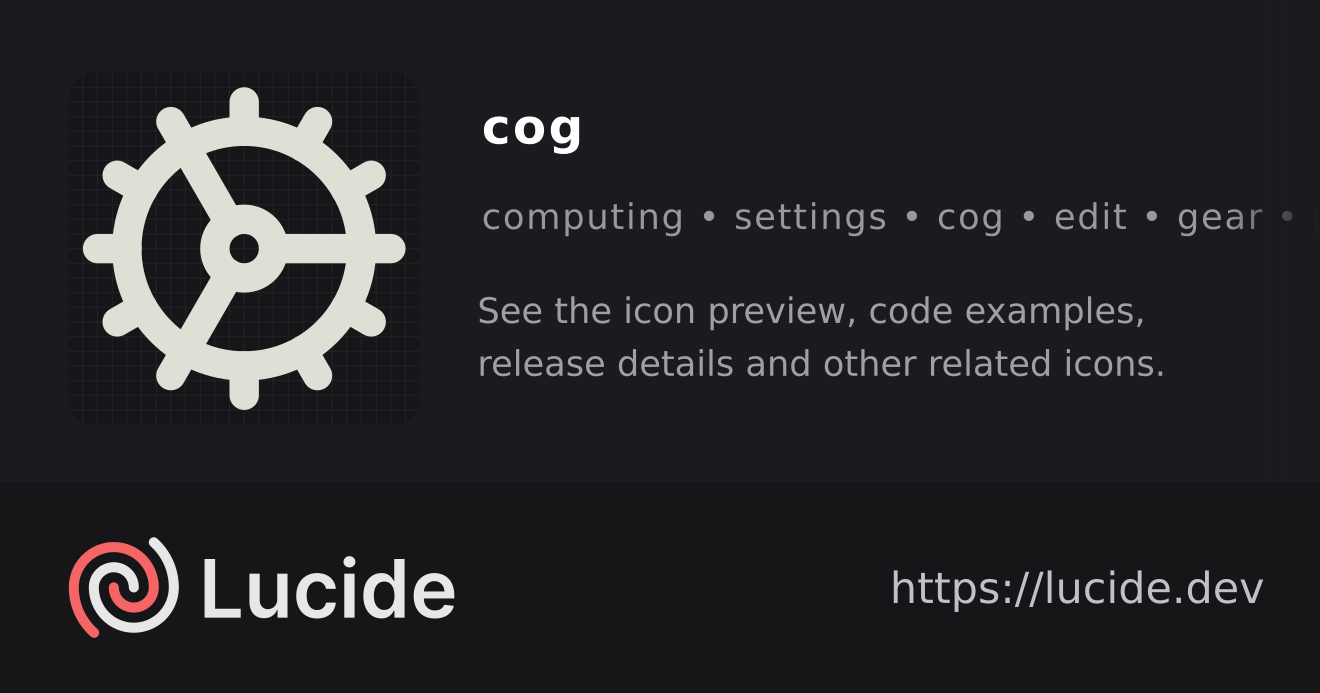 cog icon details – Lucide