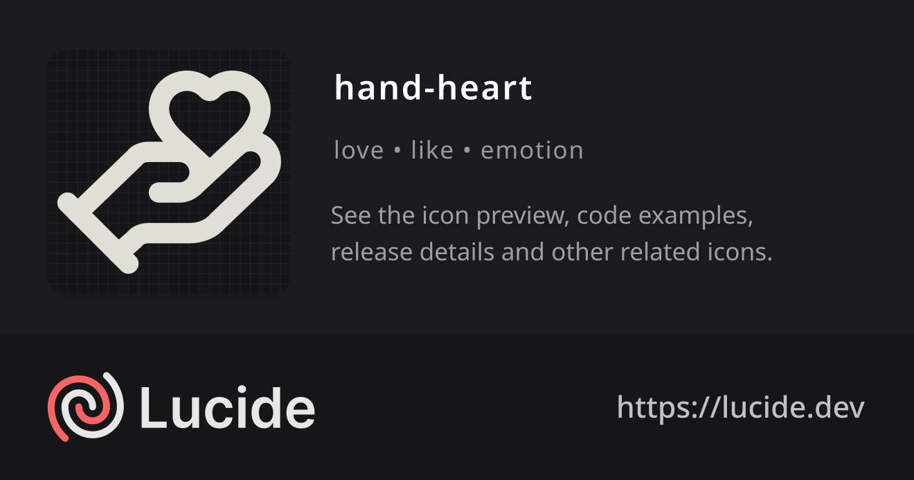 hand-heart icon details – Lucide