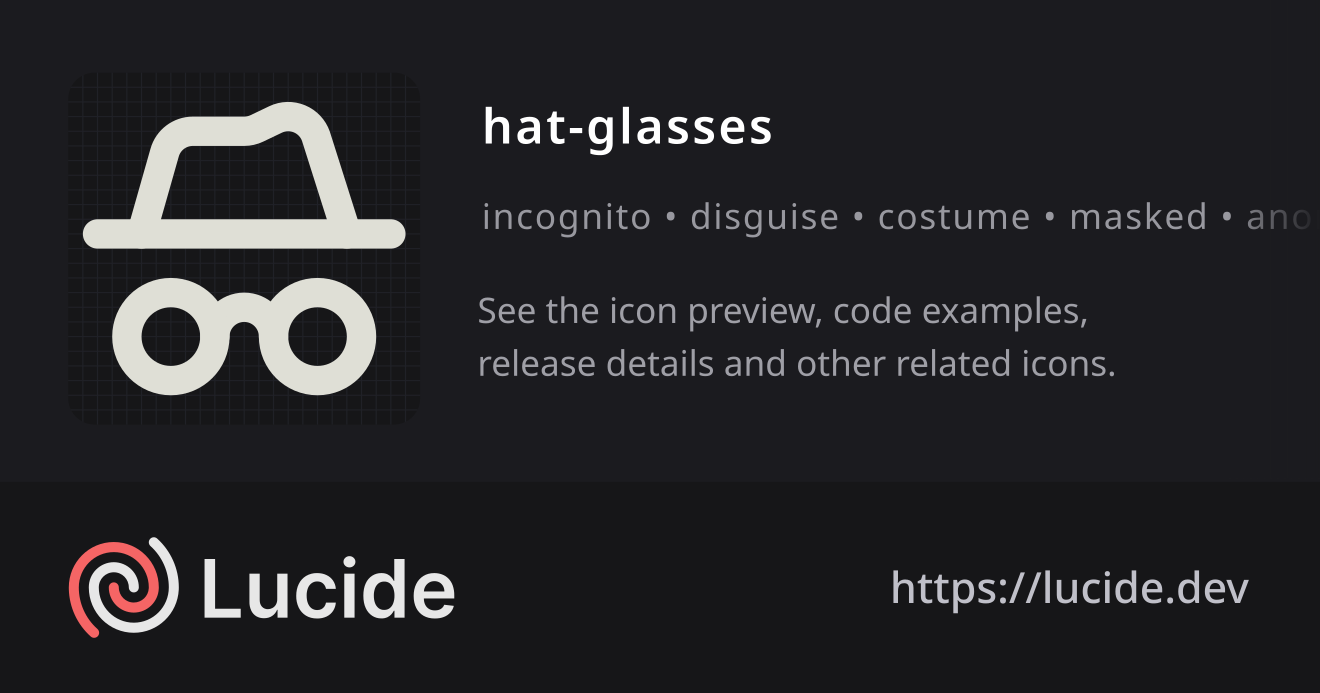 hat-glasses icon details – Lucide