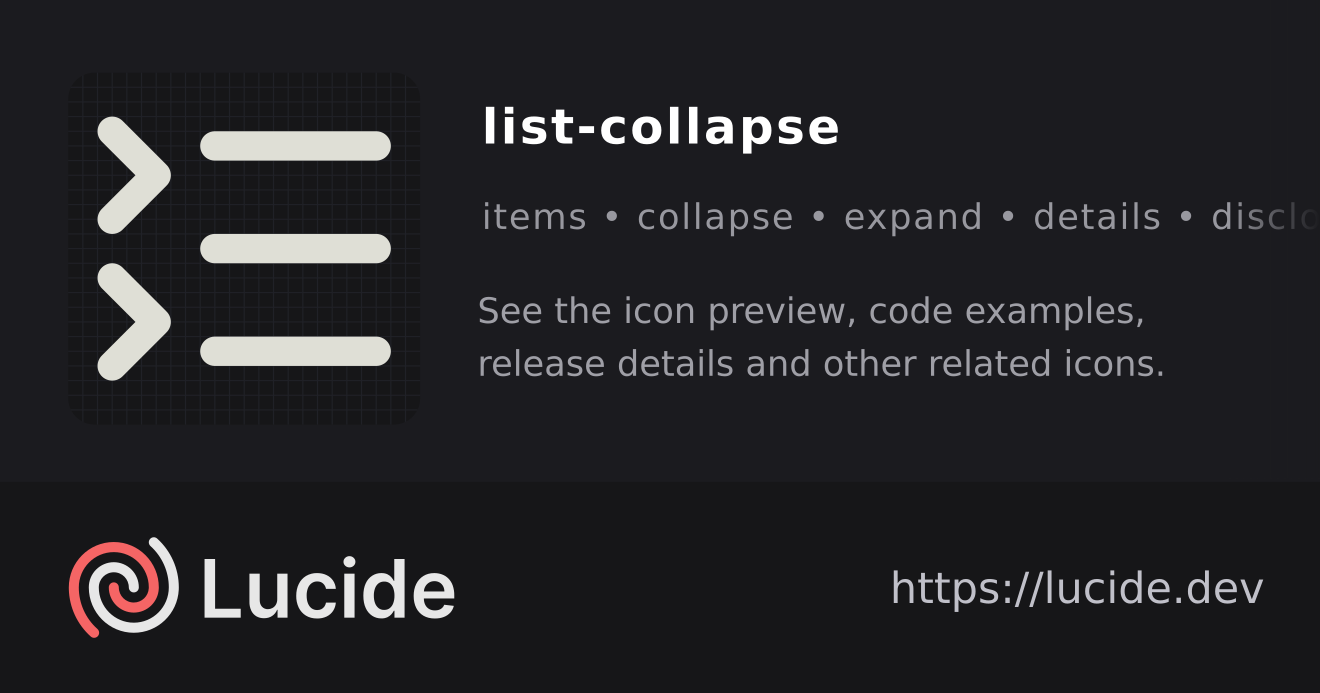 list-collapse icon details – Lucide