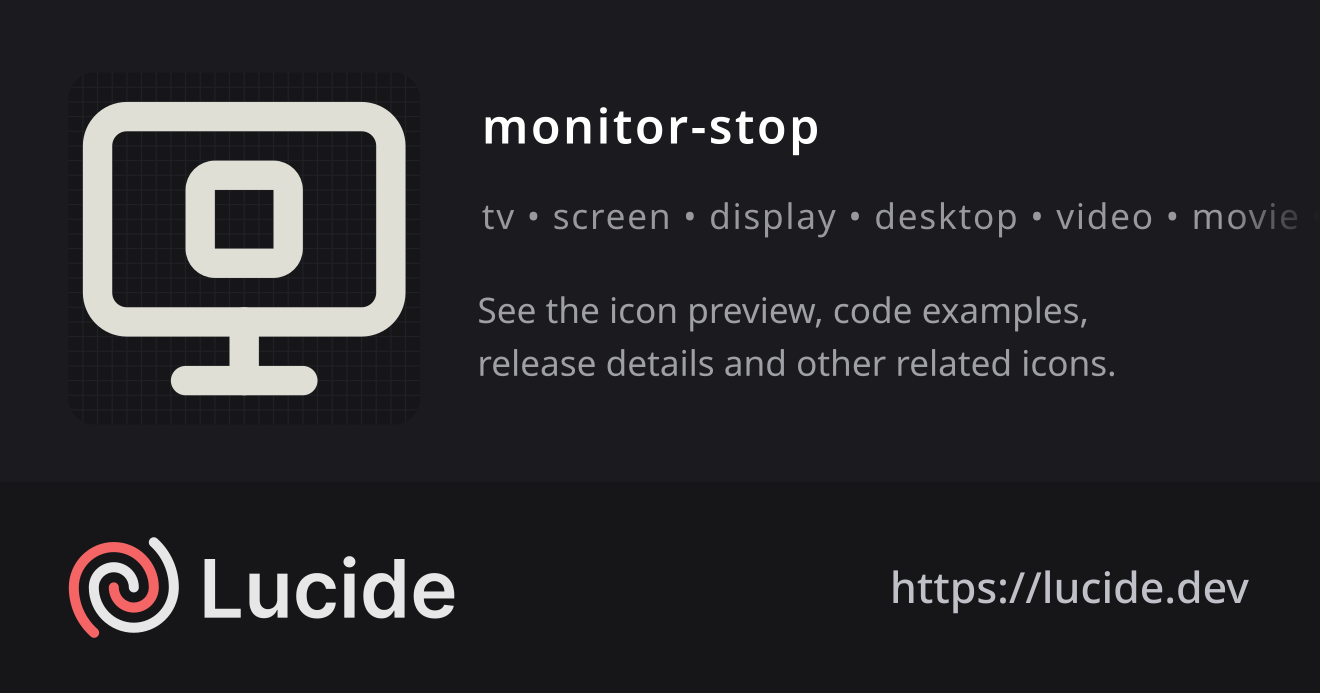 monitor-stop icon details – Lucide