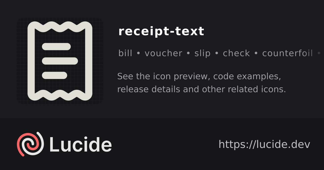 receipt-text icon details – Lucide