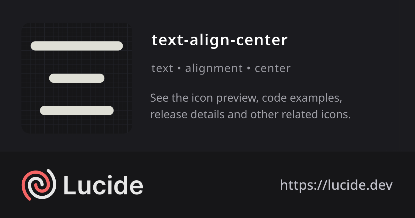 text-align-center icon details – Lucide