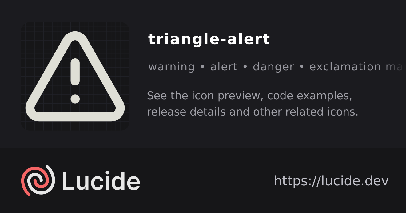 triangle-alert icon details – Lucide